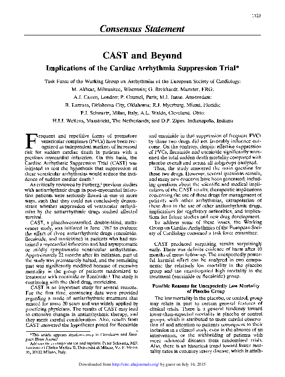 (PDF) Cardiology Task Force of the Working Group on Arrhythmias of the ...