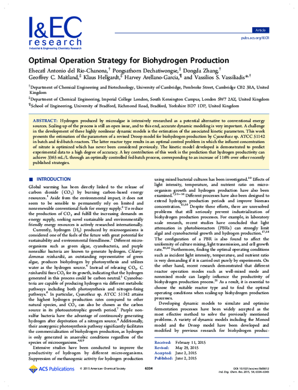 (PDF) Optimal Operation Strategy for Biohydrogen Production