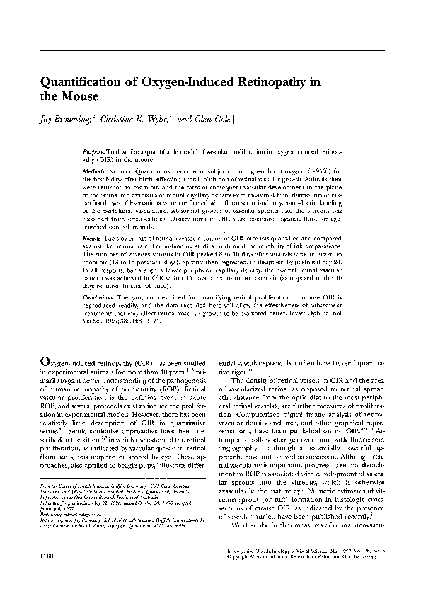 (PDF) Quantification of oxygen-induced retinopathy in the mouse: a ...
