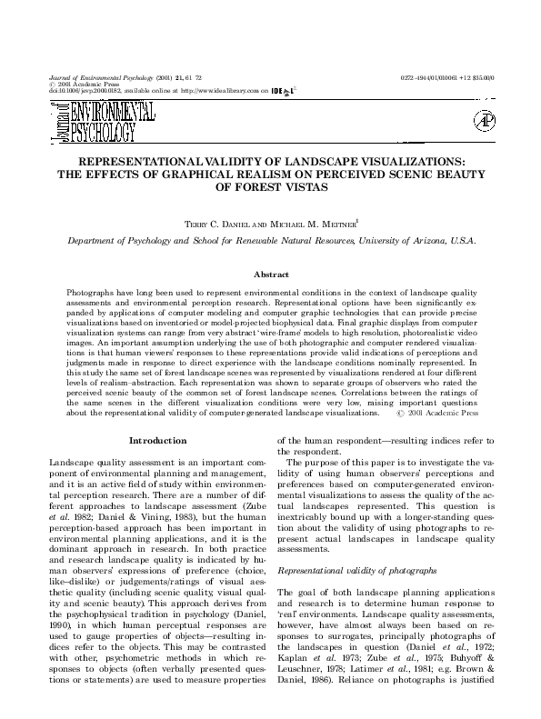 (PDF) REPRESENTATIONAL VALIDITY OF LANDSCAPE VISUALIZATIONS: THE EFFECTS OF GRAPHICAL REALISM ON ...