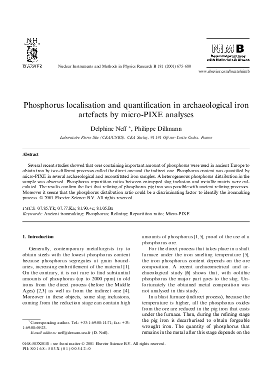 (PDF) Phosphorus localisation and quantification in archaeological iron artefacts by micro-PIXE ...