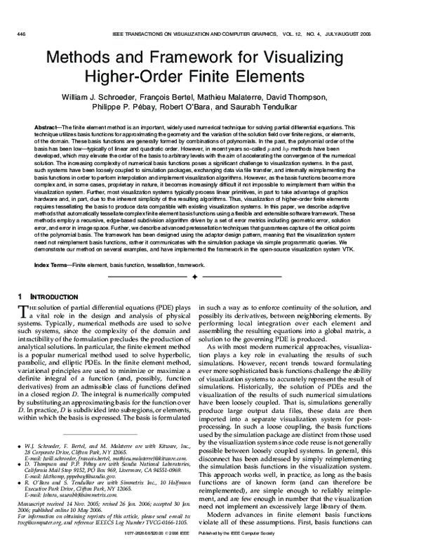 Pdf Methods And Framework For Visualizing Higher Order Finite Elements
