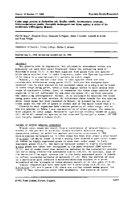 (PDF) Codon usage patterns in Escherichia coli, Bacillus subtilis ...