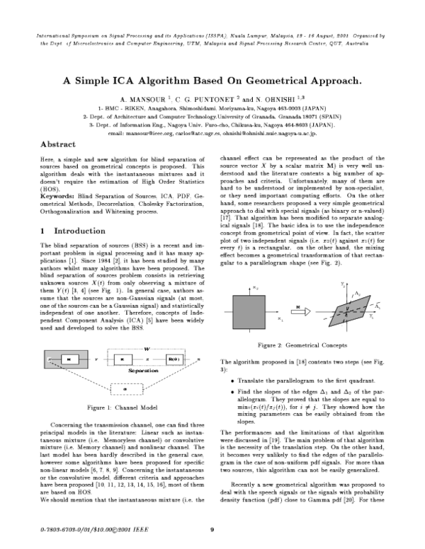 (PDF) A simple ICA algorithm based on geometrical approach