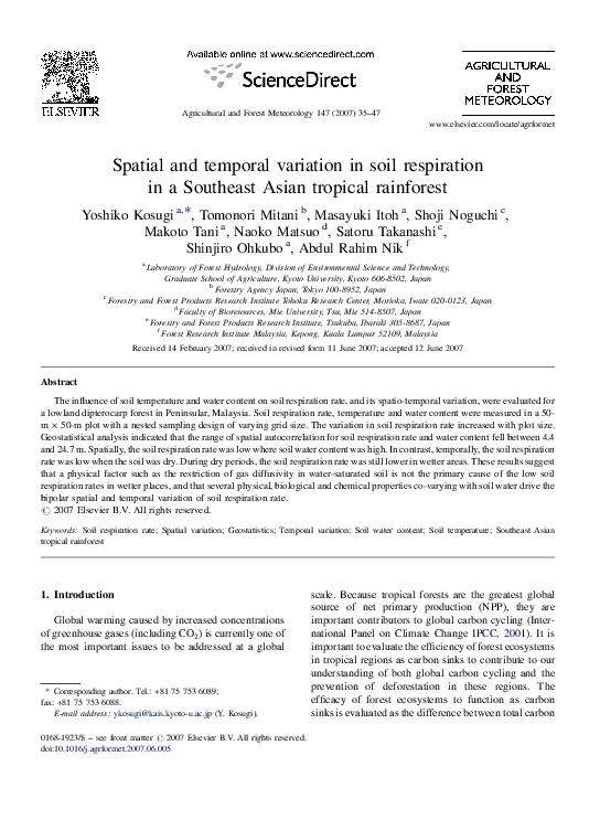 (PDF) Spatial and temporal variation in soil respiration in a Southeast Asian tropical rainforest