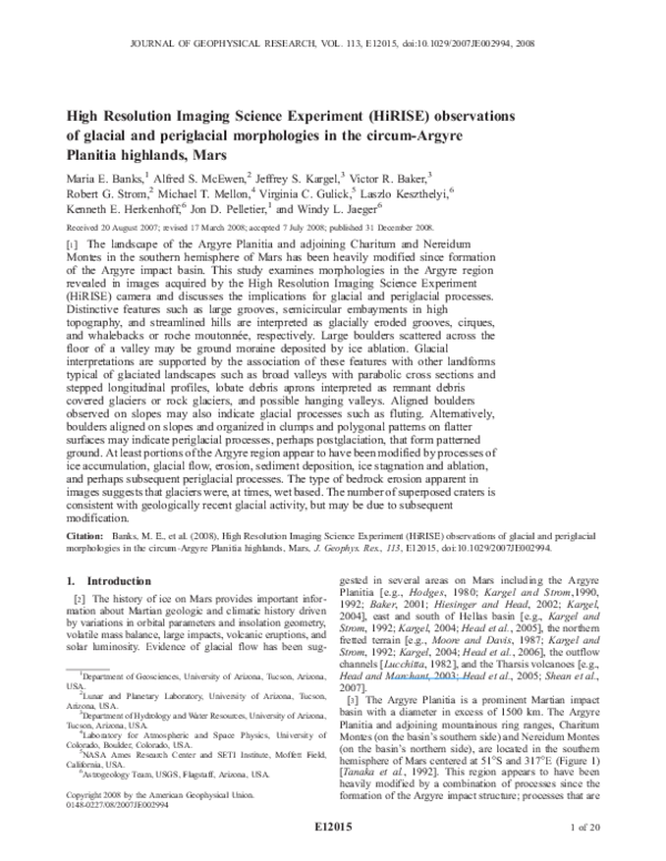 (PDF) High Resolution Imaging Science Experiment (HiRISE) images of ...