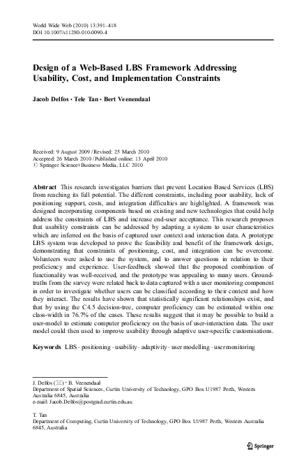 (PDF) Design of a Web-Based LBS Framework Addressing Usability, Cost ...