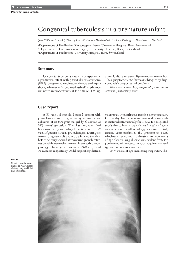 (PDF) Congenital tuberculosis in a premature infant