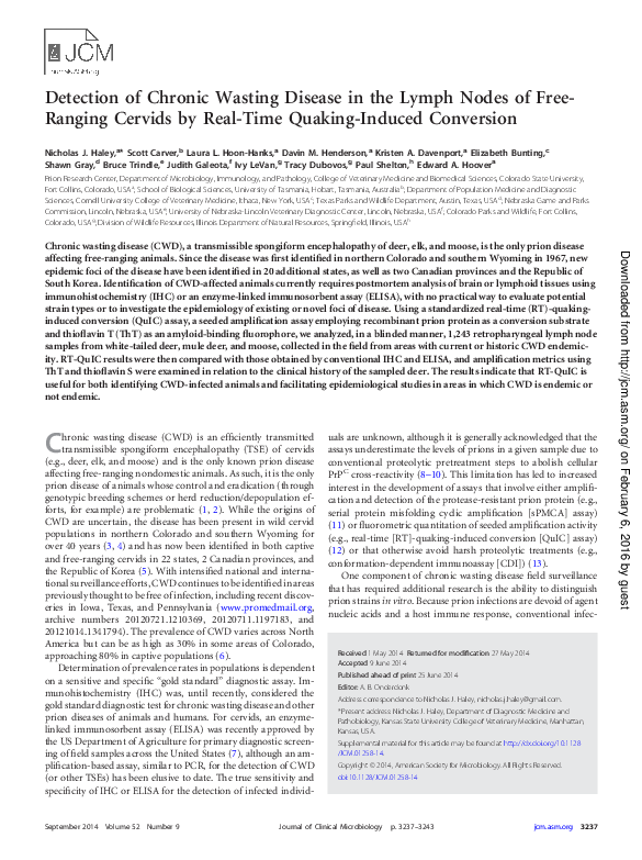 (PDF) CWD Detection in Cervid Lymph Nodes via QuIC