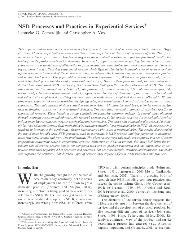 (PDF) NSD Processes and Practices in Experiential Services*