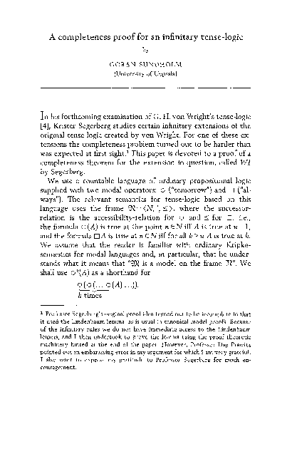 (PDF) A completeness proof for an infinitary tense-logic