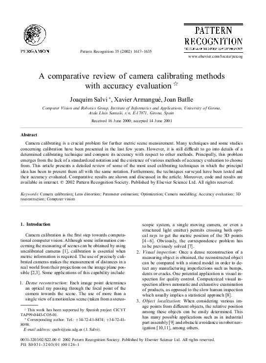 Pdf A Comparative Review Of Camera Calibrating Methods With Accuracy