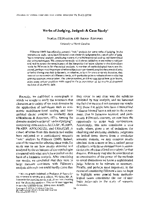 (PDF) Verbs of judging, judged: A case study