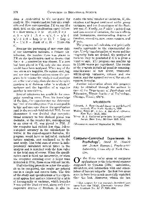 (PDF) Computer-controlled experiments in psychology