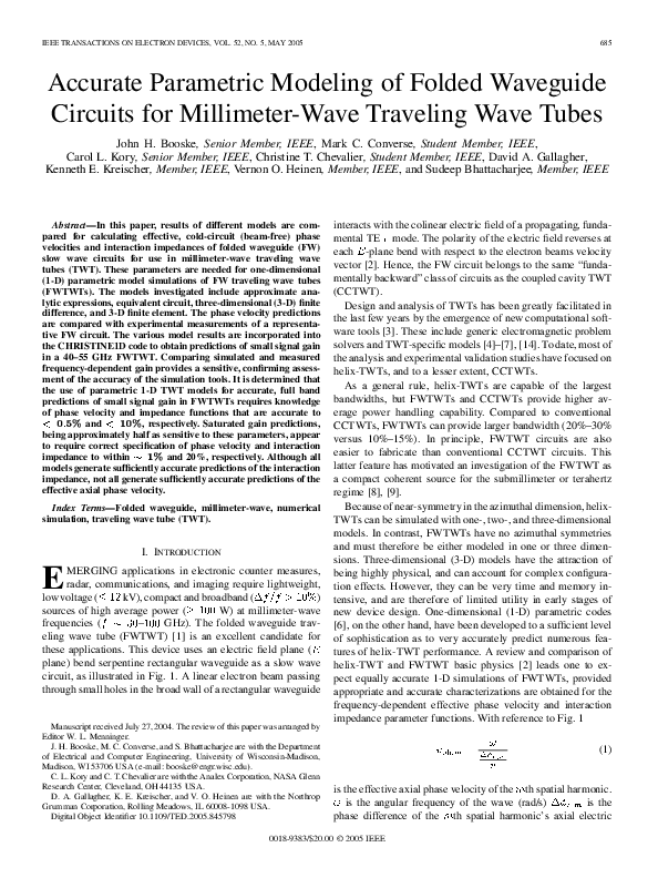 (PDF) Accurate Parametric Modeling of Folded Waveguide Circuits for ...