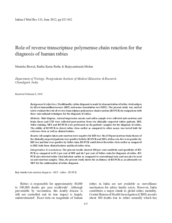 (PDF) Role of Reverse Transcriptase Polymerase Chain Reaction (RT-PCR) as a Better Tool for ...
