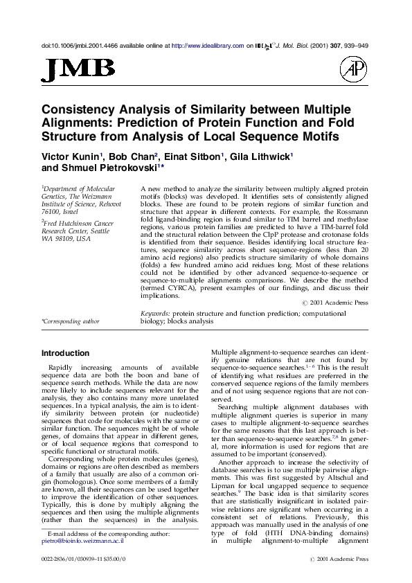 Pdf Consistency Analysis Of Similarity Between Multiple Alignments