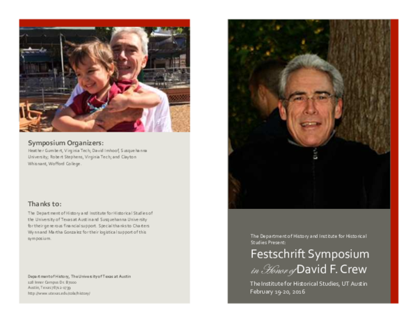 (PDF) Festschrift Symposium in Honor of David F. Crew