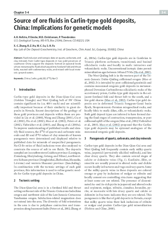 (PDF) Source of ore fluids in Carlin-type gold deposits, China ...