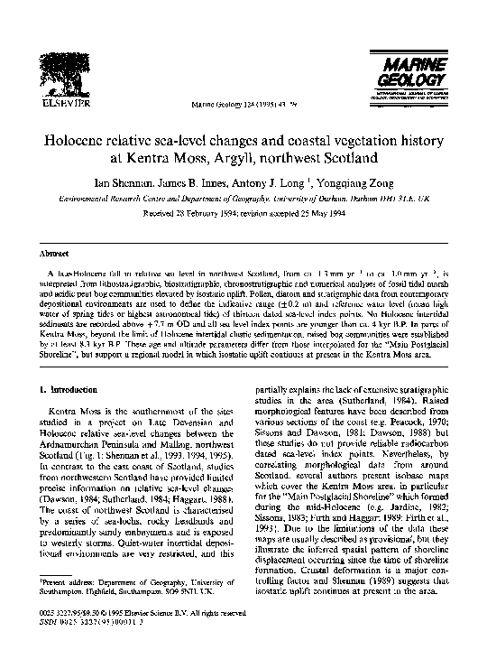 (PDF) Holocene relative sea-level changes and coastal vegetation ...
