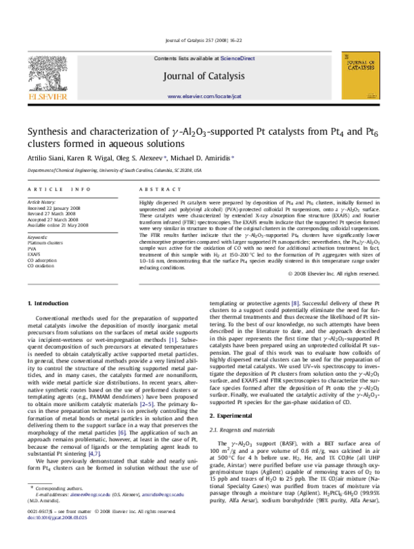 (PDF) Synthesis and characterization of γ-Al2O3-supported Pt catalysts ...
