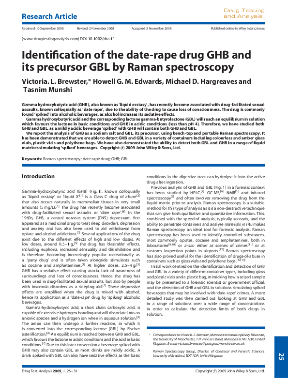 (PDF) Identification of the date-rape drug GHB and its precursor GBL by ...