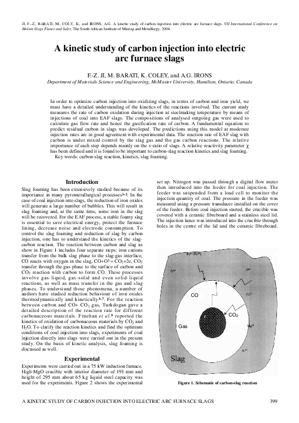 (PDF) A kinetic study of carbon injection into electric arc furnace slags