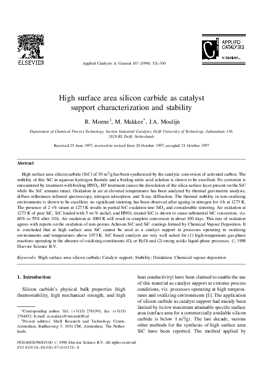 (PDF) High surface area silicon carbide as catalyst support ...