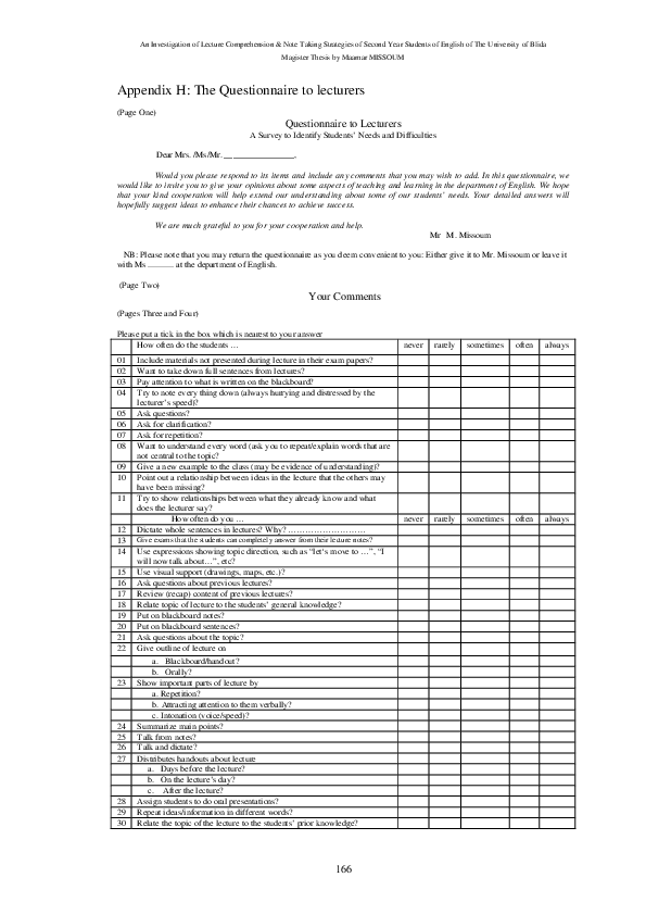 (PDF) Lecture Comprehension & Note Taking Strategies - Lecturers ...