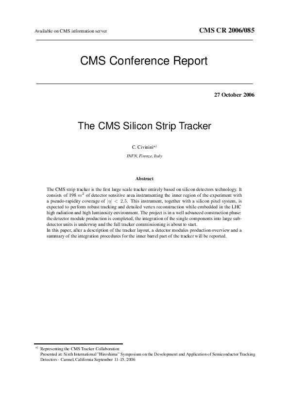 (PDF) The CMS silicon strip tracker