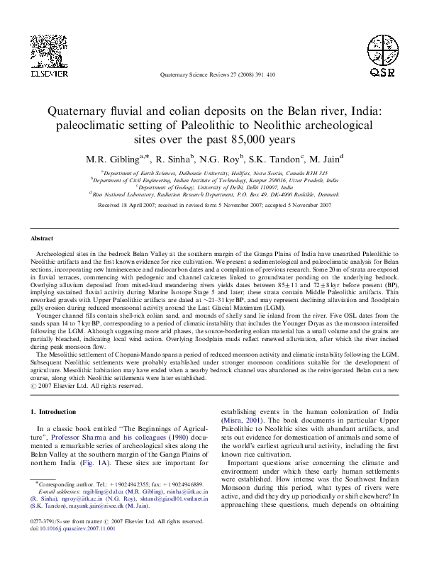(PDF) Quaternary fluvial and eolian deposits on the Belan river, India ...