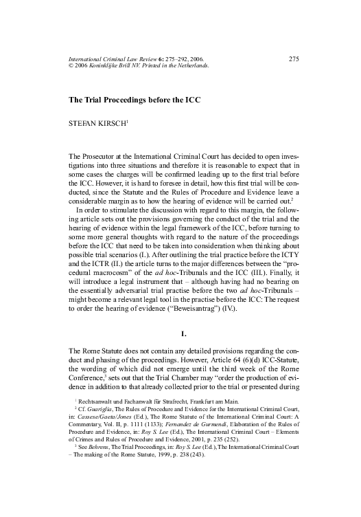 (PDF) Trial Proceedings before the ICC, The