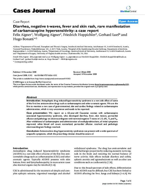 (PDF) Diarrhea, negative t-waves, fever and skin rash, rare ...