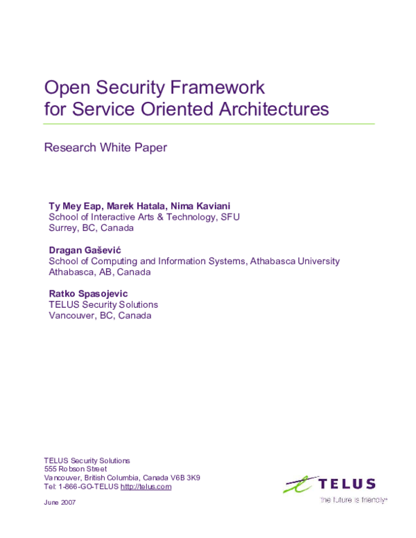 (PDF) Open Security Framework for Service Oriented Architectures
