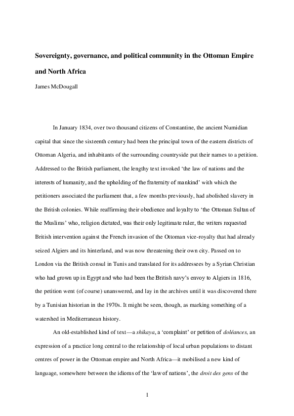 (PDF) Sovereignty, governance, and political community in the Ottoman ...