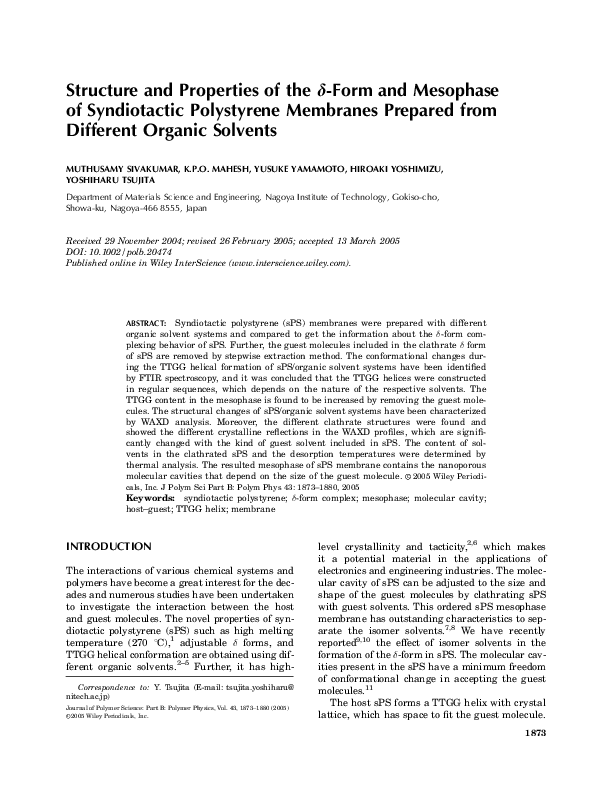 (PDF) Structure and properties of the δ-form and mesophase of ...
