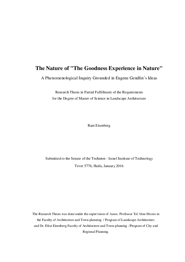 (PDF) The Nature of "The Goodness Experience in Nature"