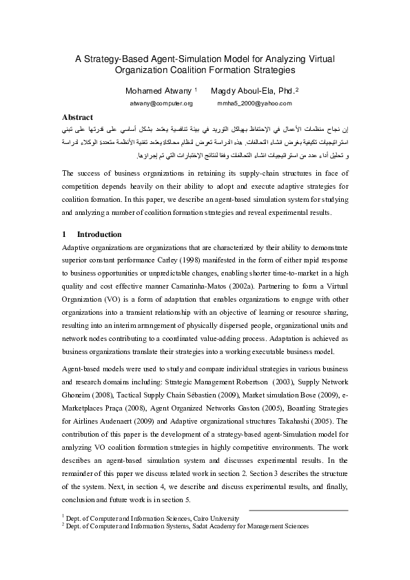 (PDF) A Strategy-Based Agent-Simulation Model for Analyzing Virtual ...