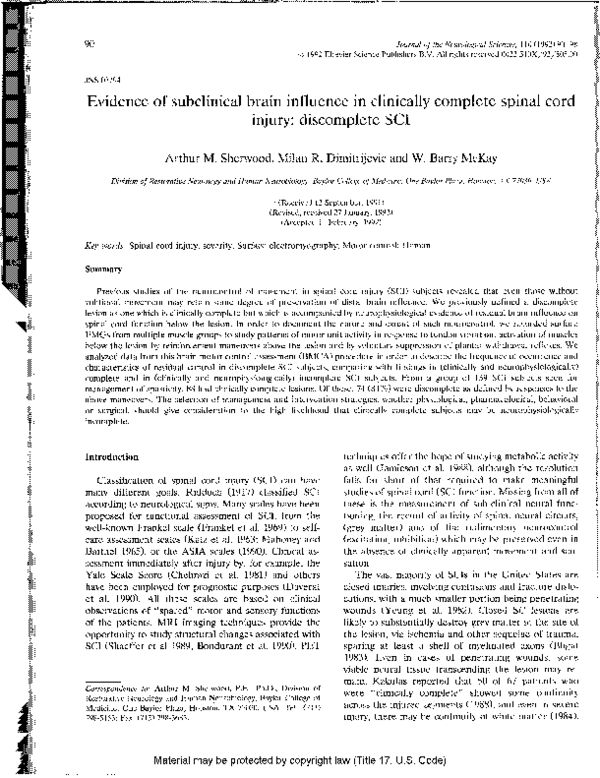 (PDF) Evidence of subclinical brain influence in clinically complete ...