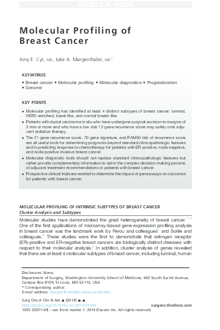 (PDF) Molecular profiling of breast cancer