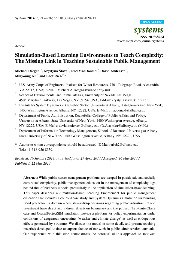 (PDF) Simulation-Based Learning Environments to Teach Complexity: The ...