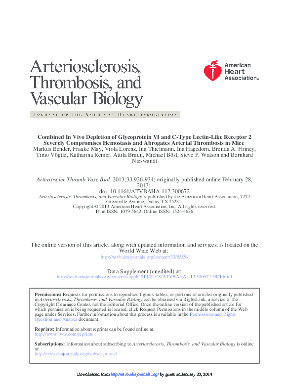 (PDF) Targeting GPVI and CLEC-2 Disrupts Hemostasis