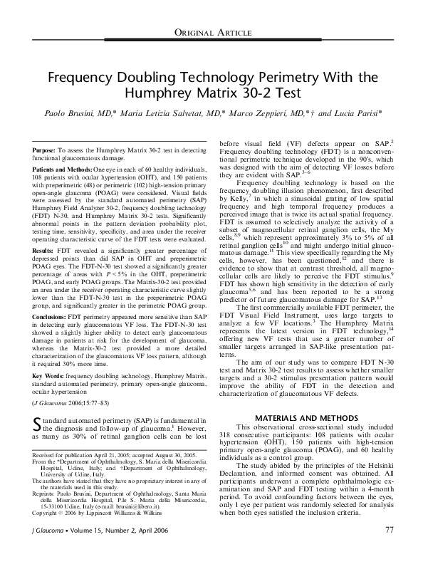 (PDF) Frequency Doubling Technology Perimetry With the Humphrey Matrix ...