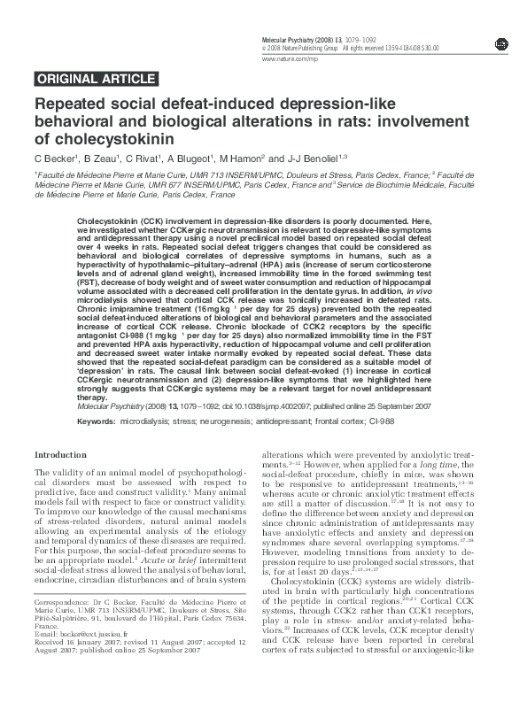 (PDF) Repeated social defeat-induced depression-like behavioral and ...
