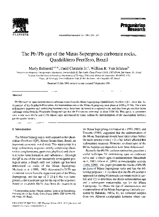 (PDF) The Pb/Pb age of the Minas Supergroup carbonate rocks ...