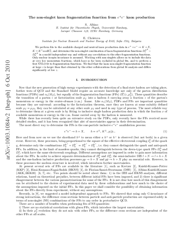 (PDF) Nonsinglet kaon fragmentation function from e^{+}e^{-} kaon production