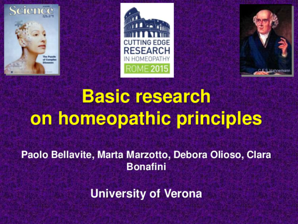 (PDF) Basic research on homeopathic principles