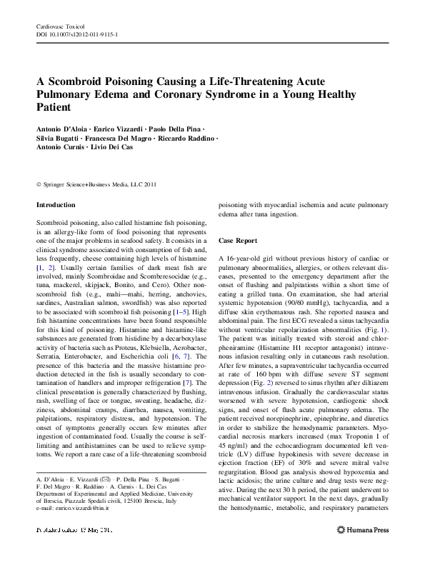 (PDF) A Scombroid Poisoning Causing a Life-Threatening Acute Pulmonary ...