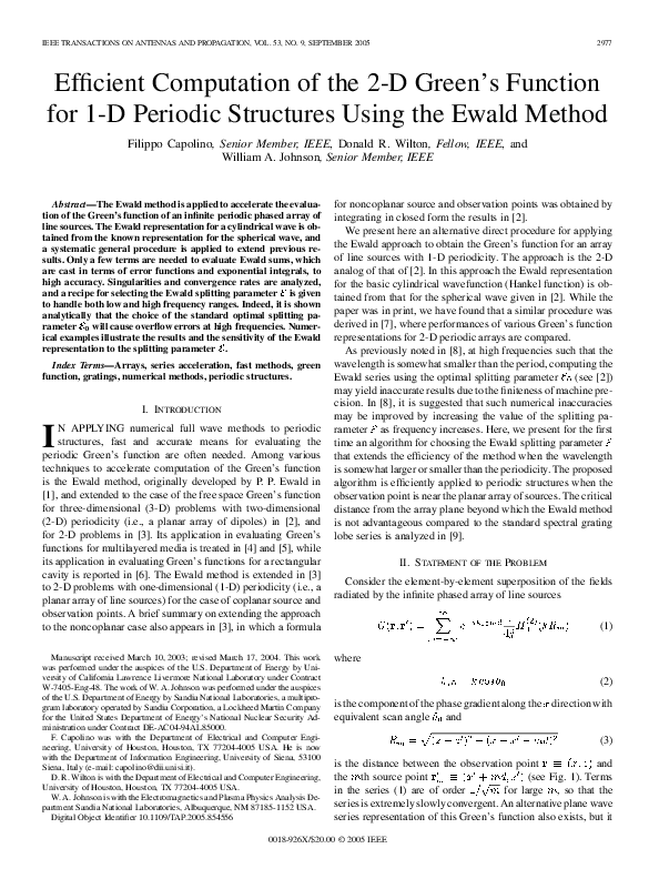 (PDF) Efficient computation of the 2D Green's function for 1D periodic layered structures using ...