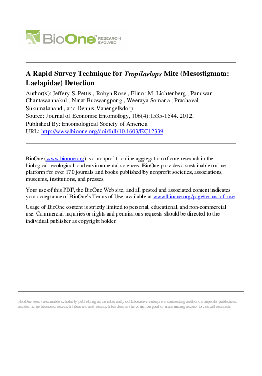 (PDF) A rapid survey technique for Tropilaelaps mite (Mesostigmata ...